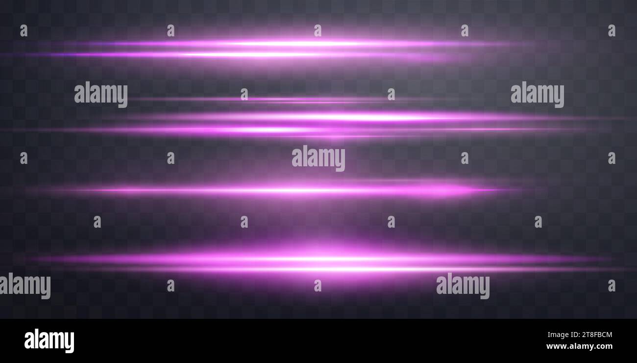 Pink horizontal lensflare. Light flash with rays spotlight. Pink glow ...