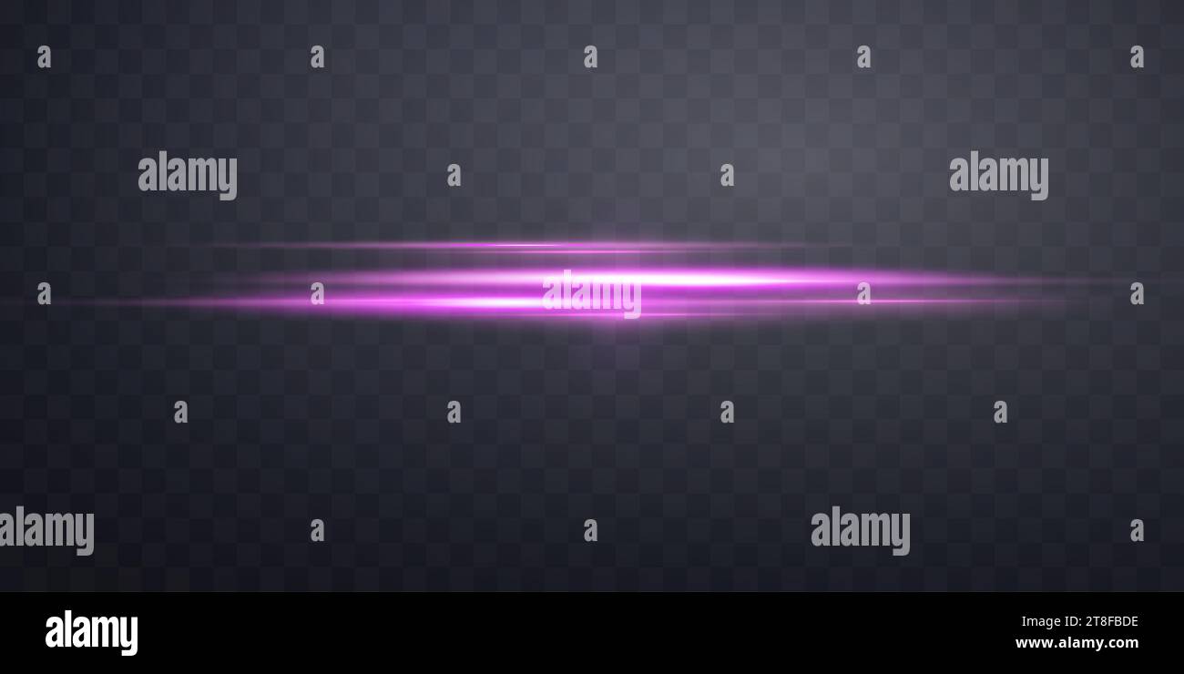 Pink horizontal lensflare. Light flash with rays spotlight. Pink glow ...