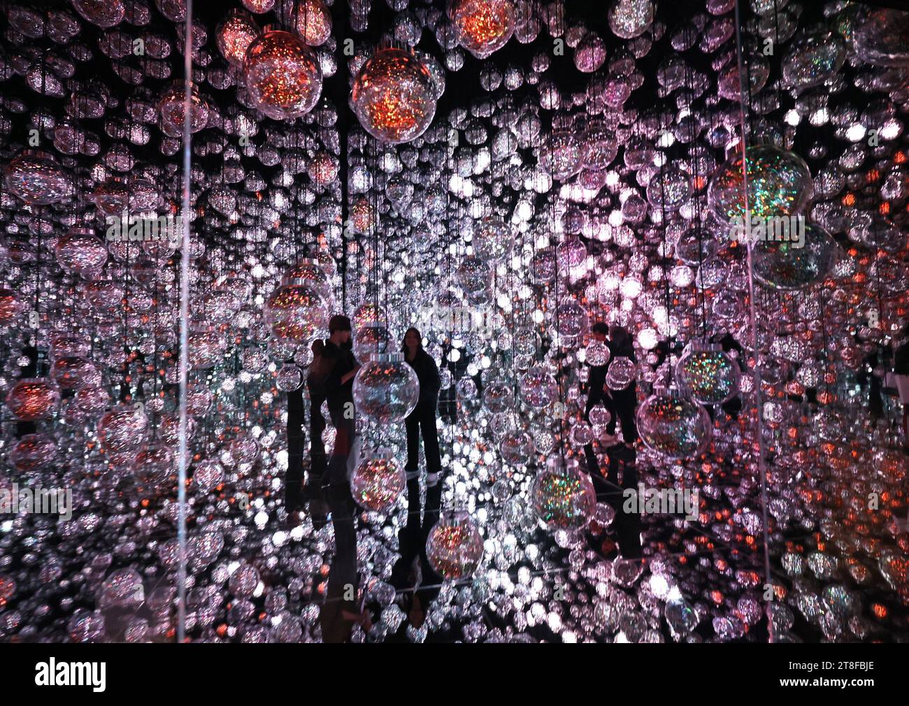 Tokyo, Japan. 20th Nov, 2023. Sphrical objects are illuminated at a ...