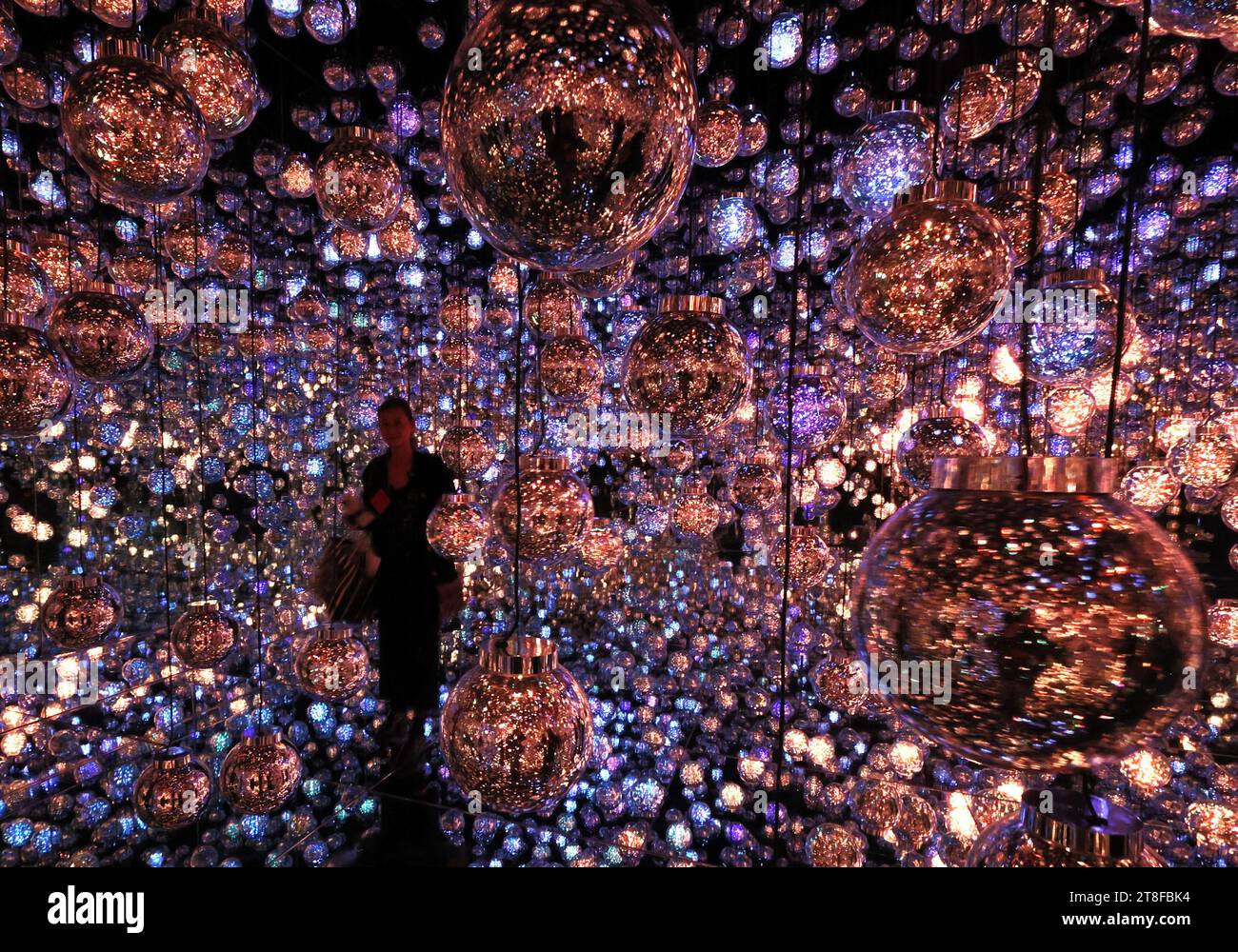 Tokyo, Japan. 20th Nov, 2023. Sphrical objects are illuminated at a ...