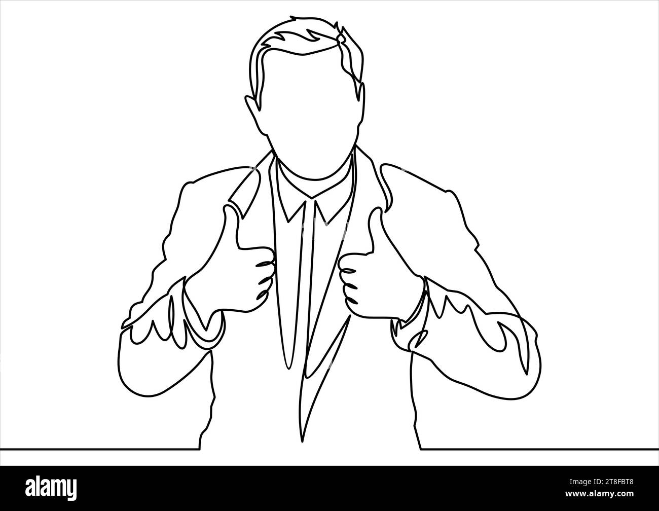 successful businessman showing thumb up, vector- continuous line ...