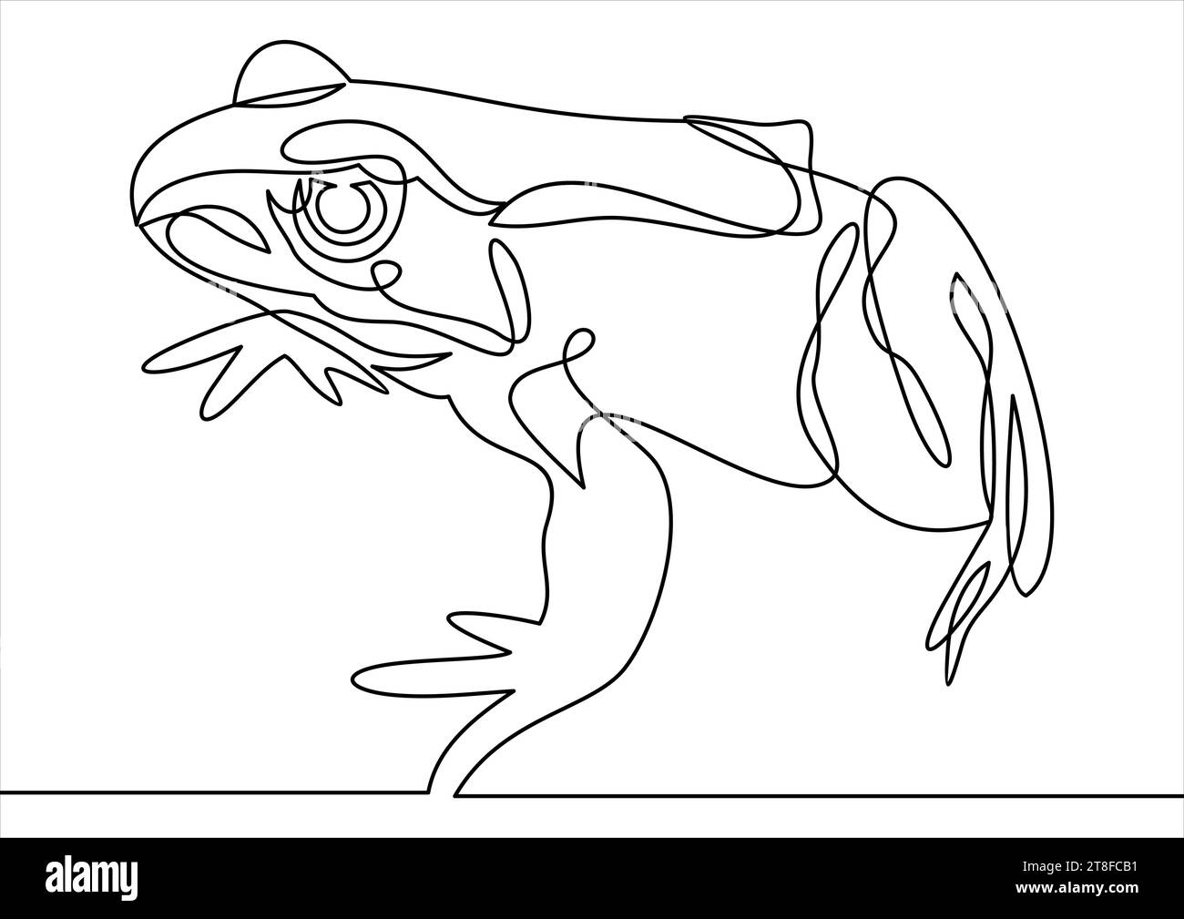 Frog one line drawing, Continuous one line drawing. Black and white ...