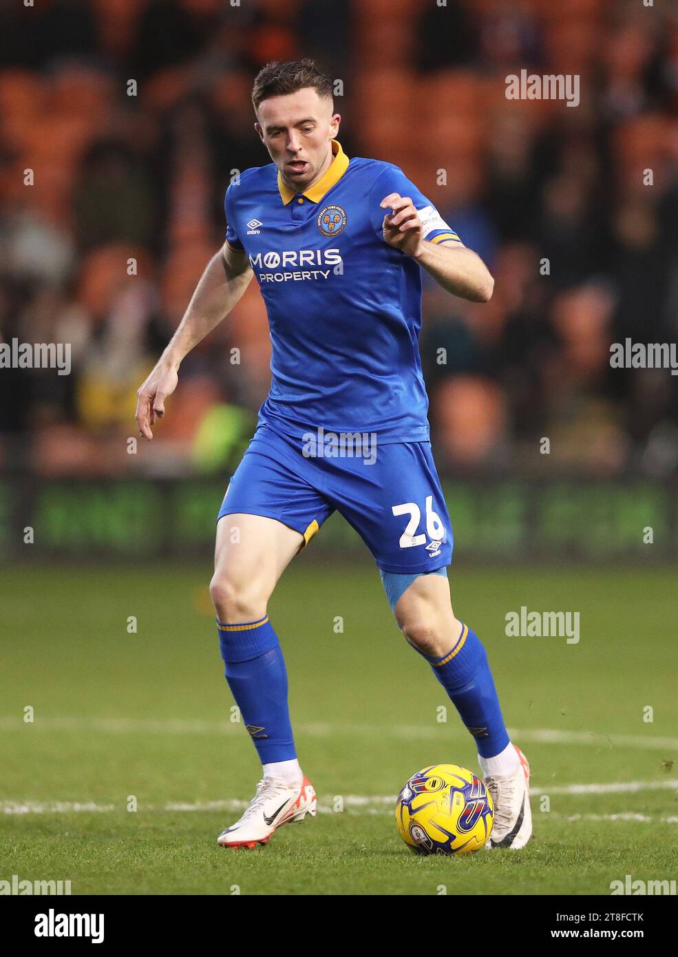Shrewsbury Town's Jordan Shipley in action during the Sky Bet League ...