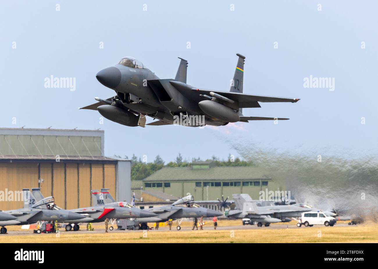 US Air Force F-15C Eagle fighter jet from 159th Fighter Wing taking off ...