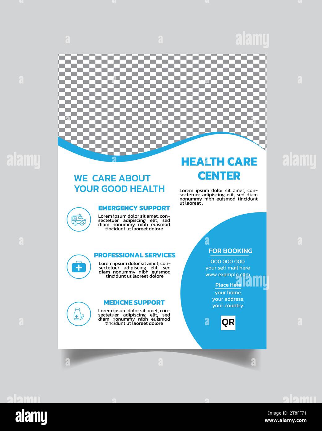 Unique medical flyer template, clinic flyer cover, medical flyer ...