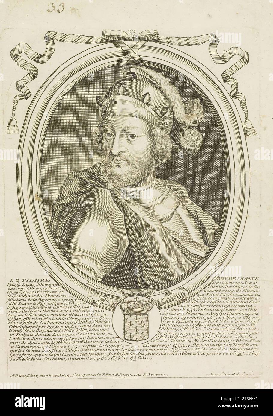 33. De L'armessin, Sculp.,. LOTHAIRE ROY OF FRANCE, Son of Louis d ...