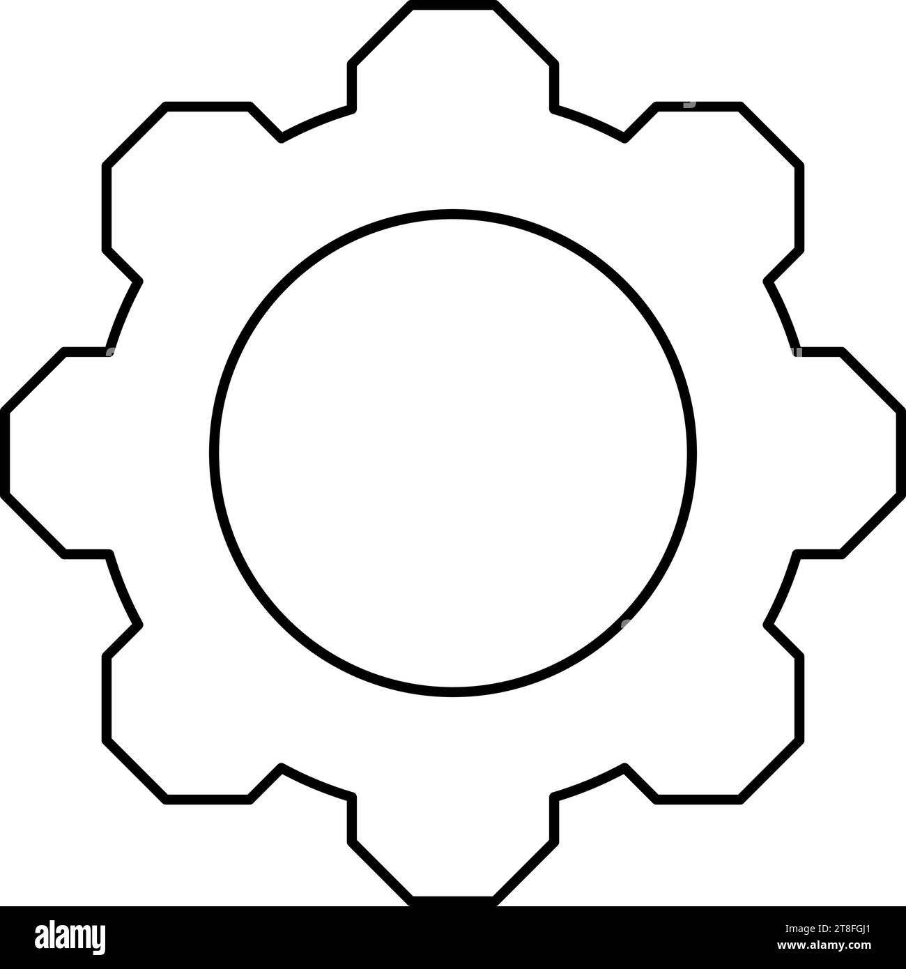 Gear cogwheel contour outline line icon black color vector illustration ...