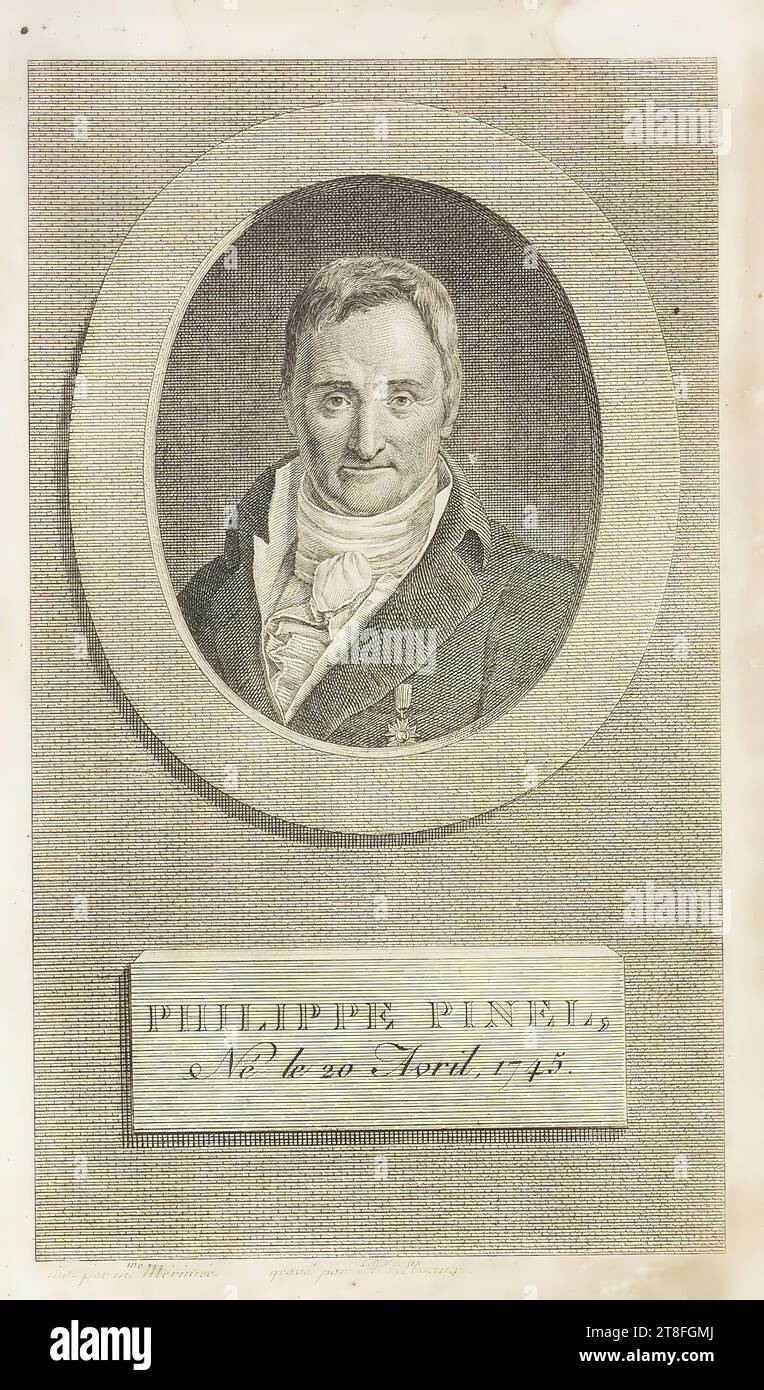 PHILIPPE PINEL, Born April 20, 1745. Painted by Mme Mérimée. engraved ...