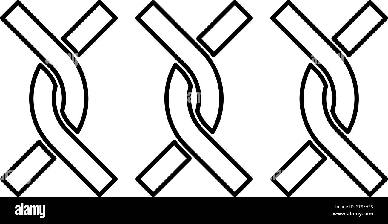 Chain fence twisted wire contour outline line icon black color vector ...