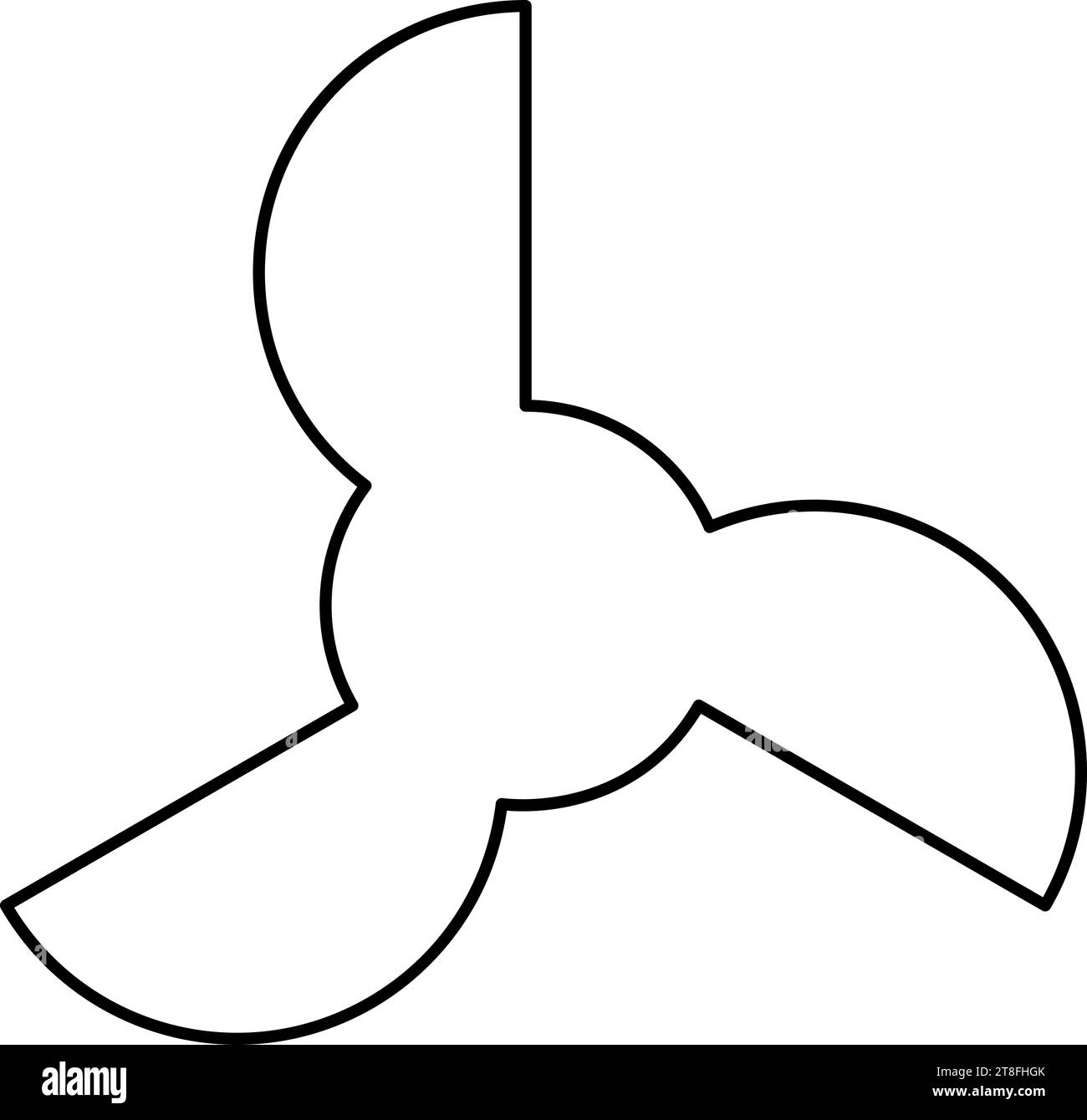 Screw of ship propeller fan turbine three-bladed contour outline line ...