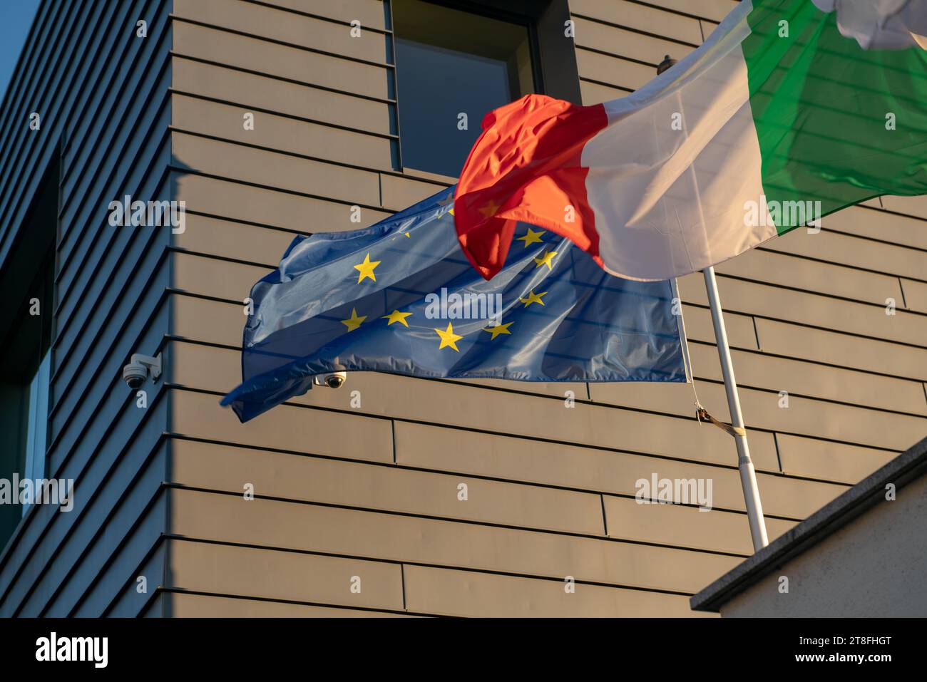 flags of the European Union and Italy are now flying in all official ...