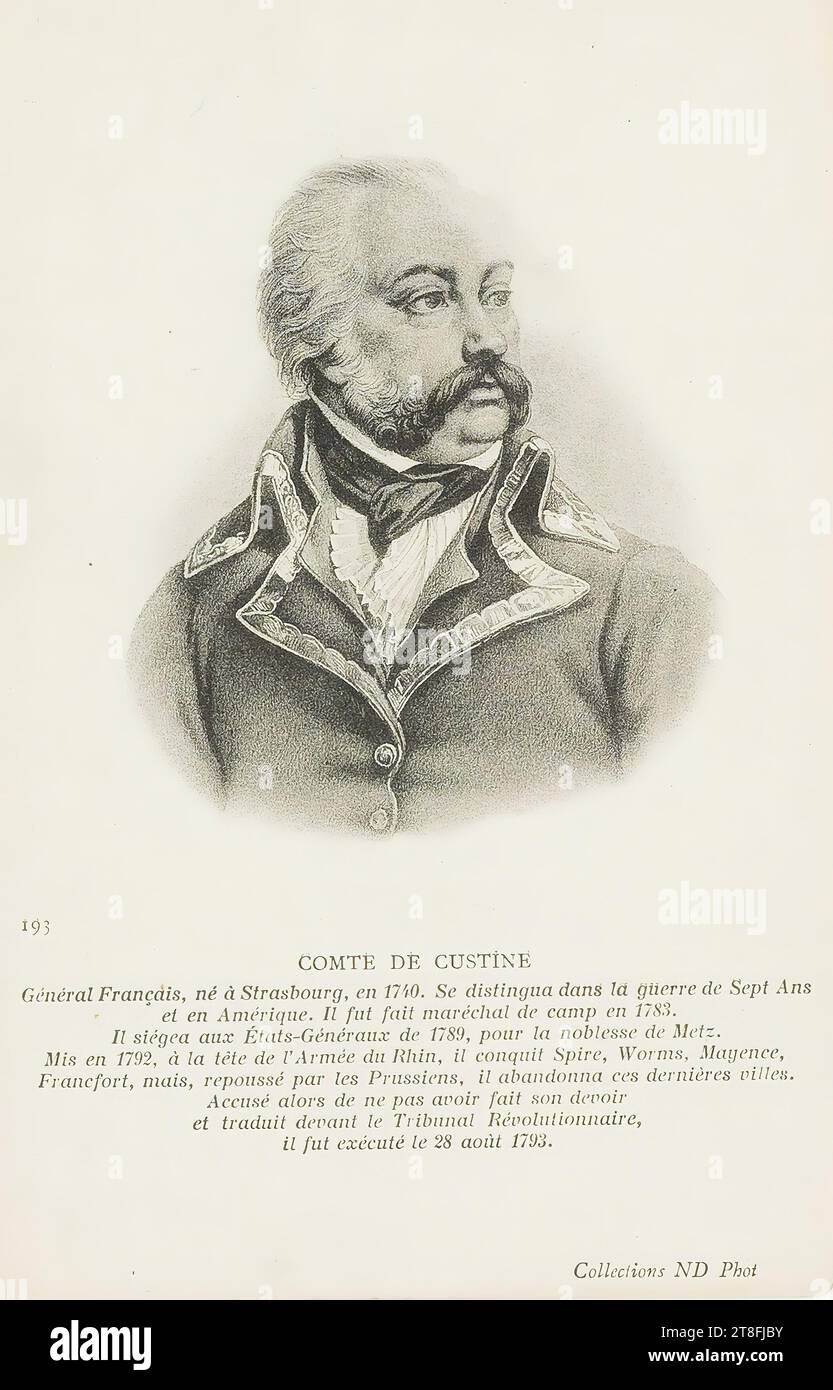 postcard. 193. COMTE DE CUSTINE, French General, born in Strasbourg, in ...