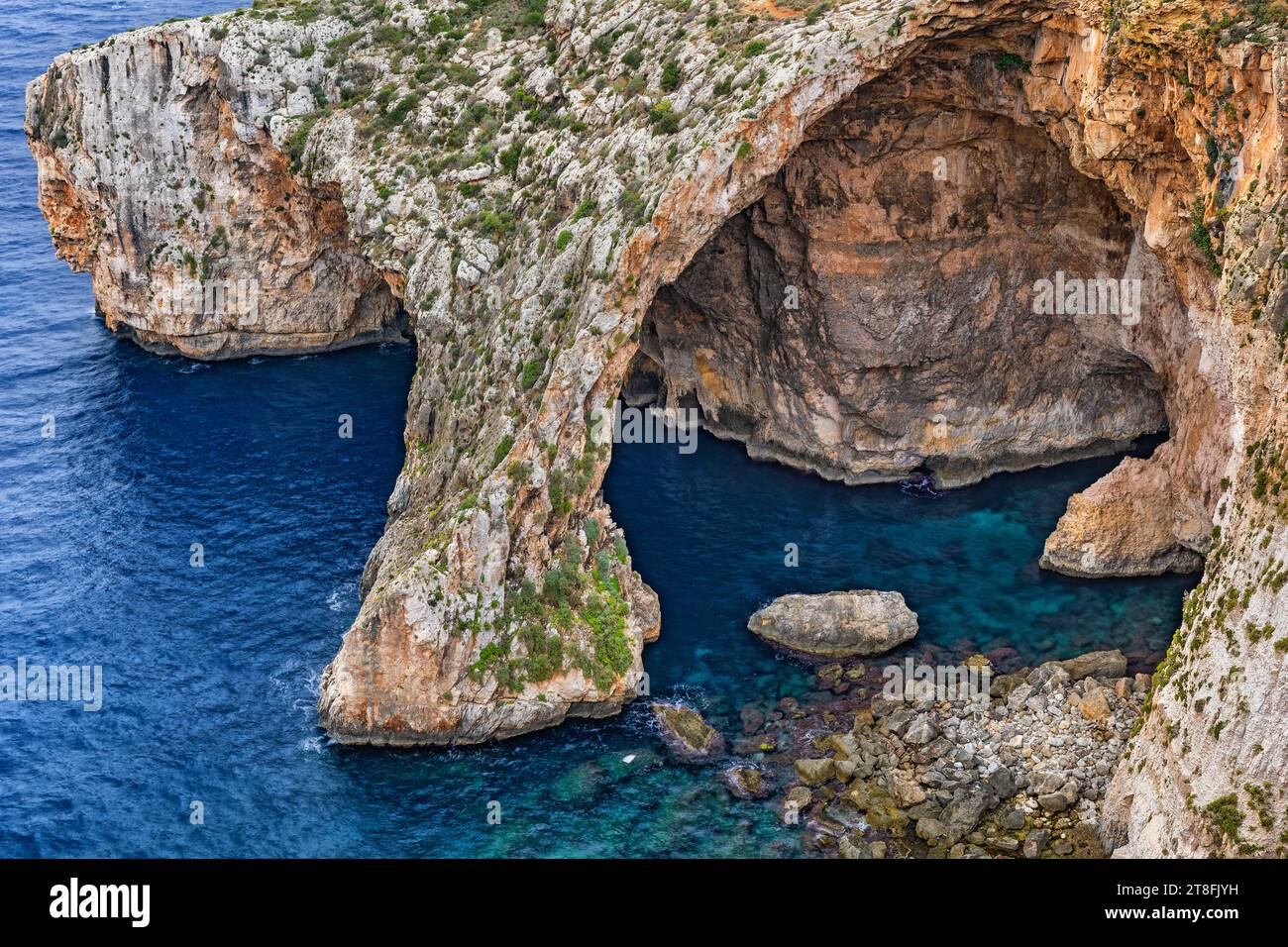 Blue Grotto sea cavern in Malta, landmark in south east coast of the ...