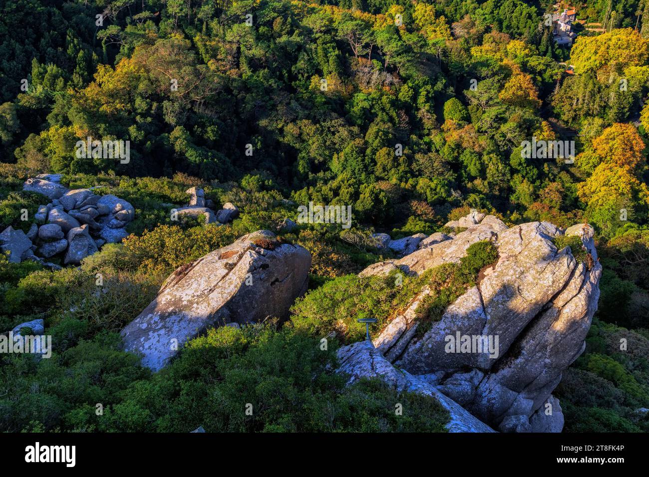Sintra Mountains in Portugal, landscape with forest and rocks in Sintra ...
