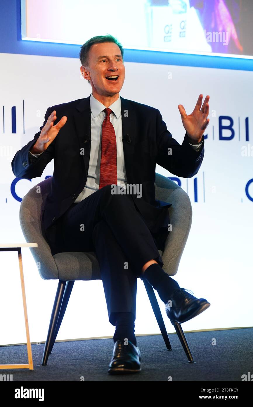 Chancellor of the Exchequer Jeremy Hunt speaking at the Confederation ...