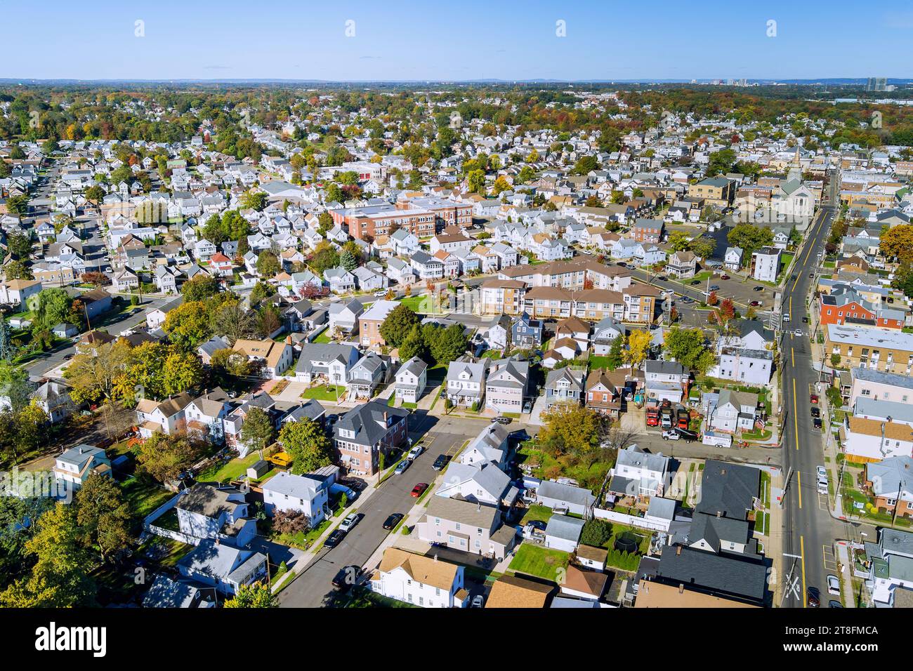 Residential area small countryside American town in landscape private ...