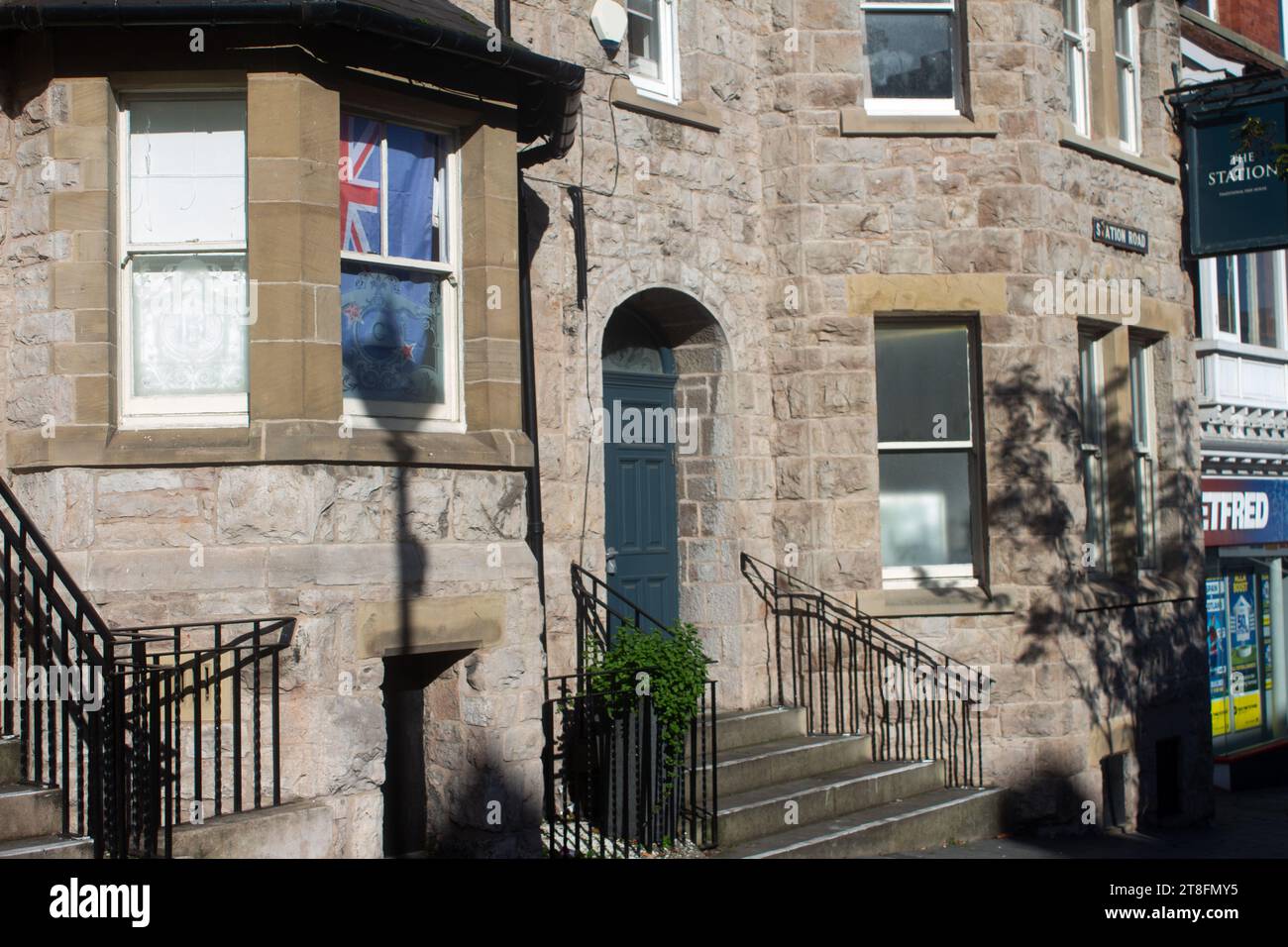 Brick wall building, Shadows Stock Photo - Alamy