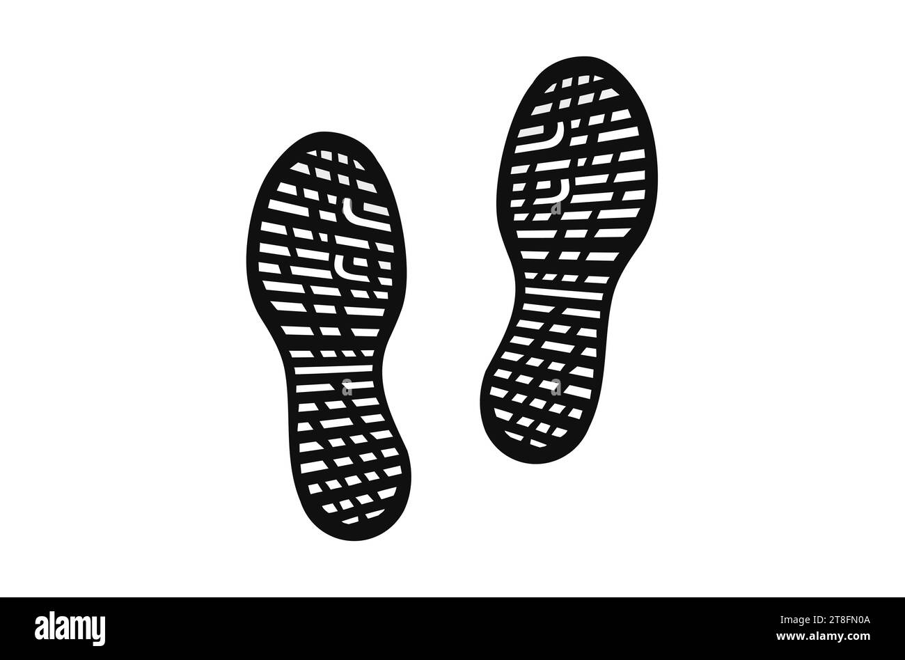 Human shoe footprints. Pair of prints of boots or sneakers. Left and ...