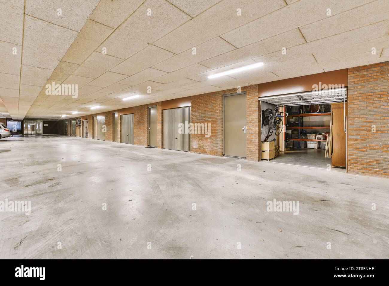 Interior of modern industrial building with large empty hallway and ...