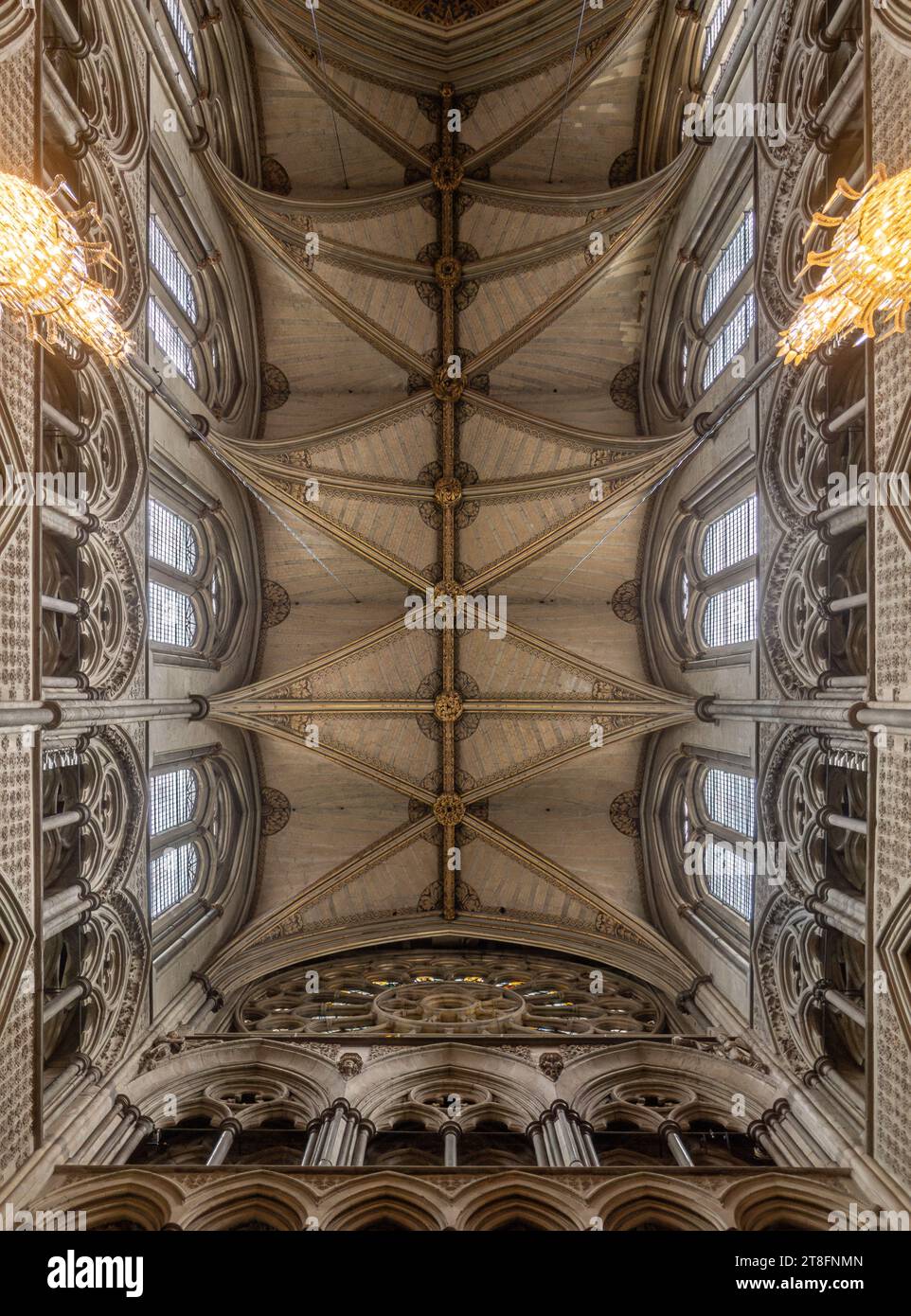 From below interior of Westminster Abbey church showcasing arches and ...