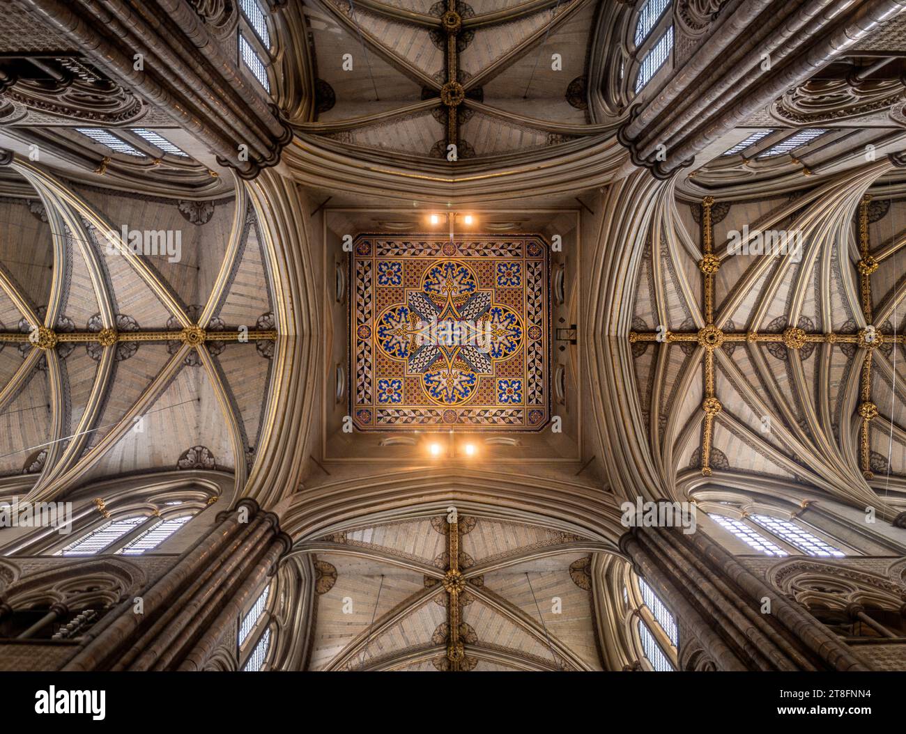 From below interior of Westminster Abbey church showcasing arches and ...