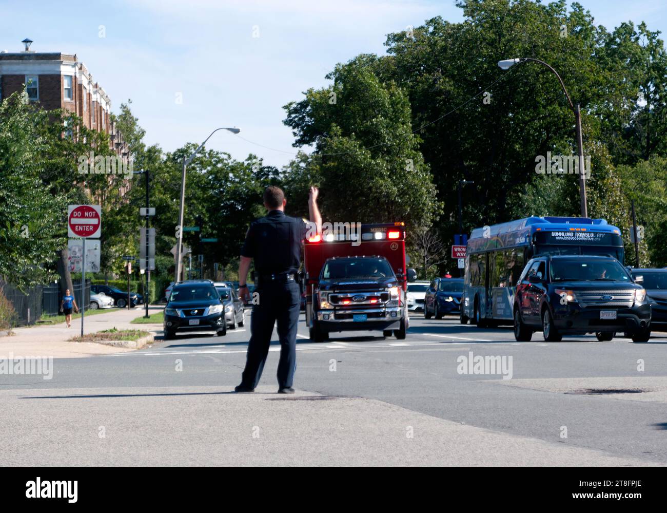 Boston Patrolman on duty at the junction of Park Drive and Boylston ...