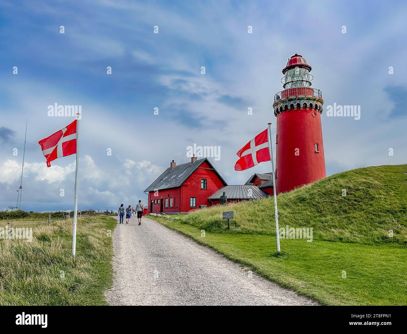 Lighthouse Bovbjerg Fyr at the west coast of Jutland, Denmark Stock ...