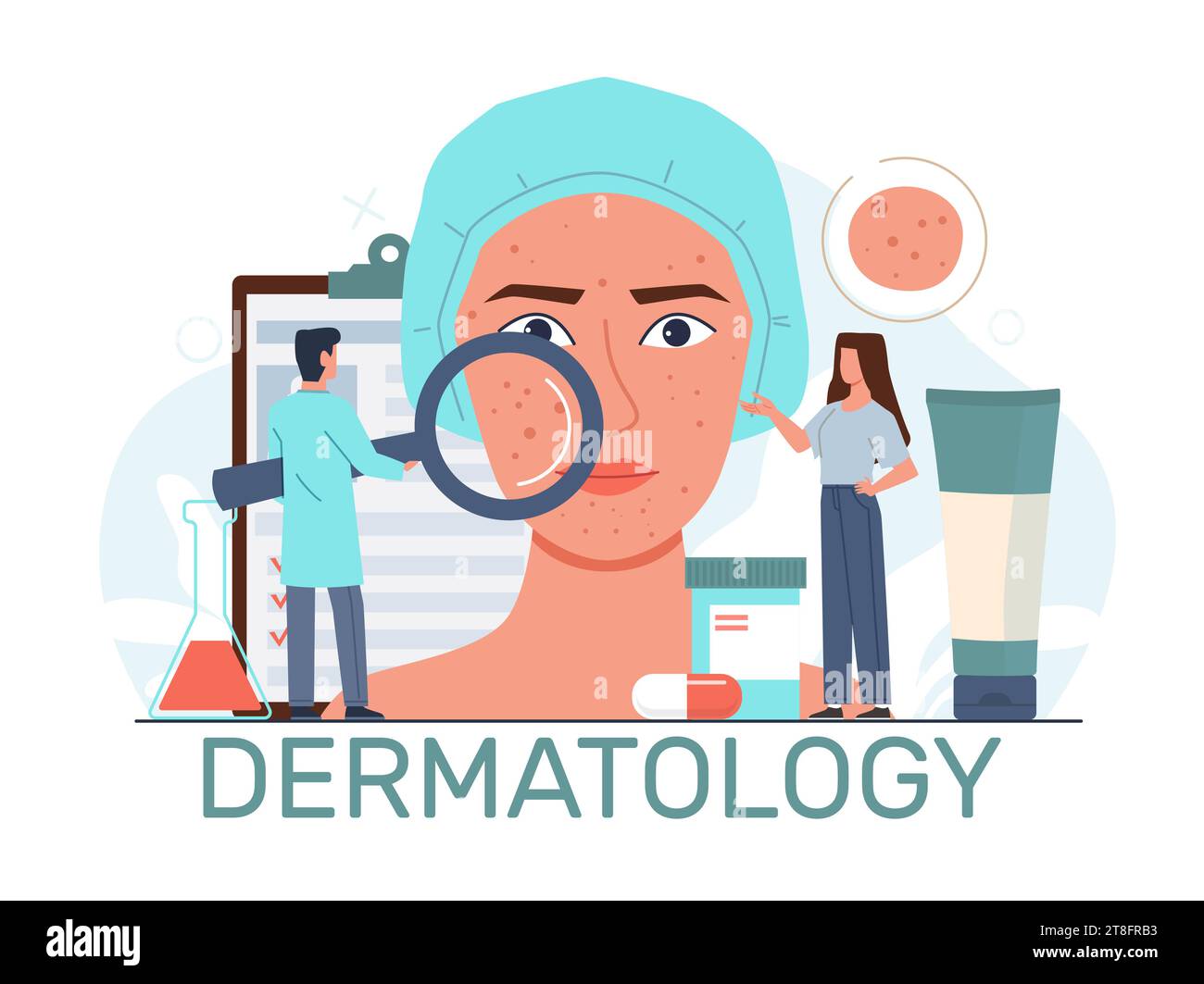 Dermatology specialist helps patient with skin problems. Doctor with ...