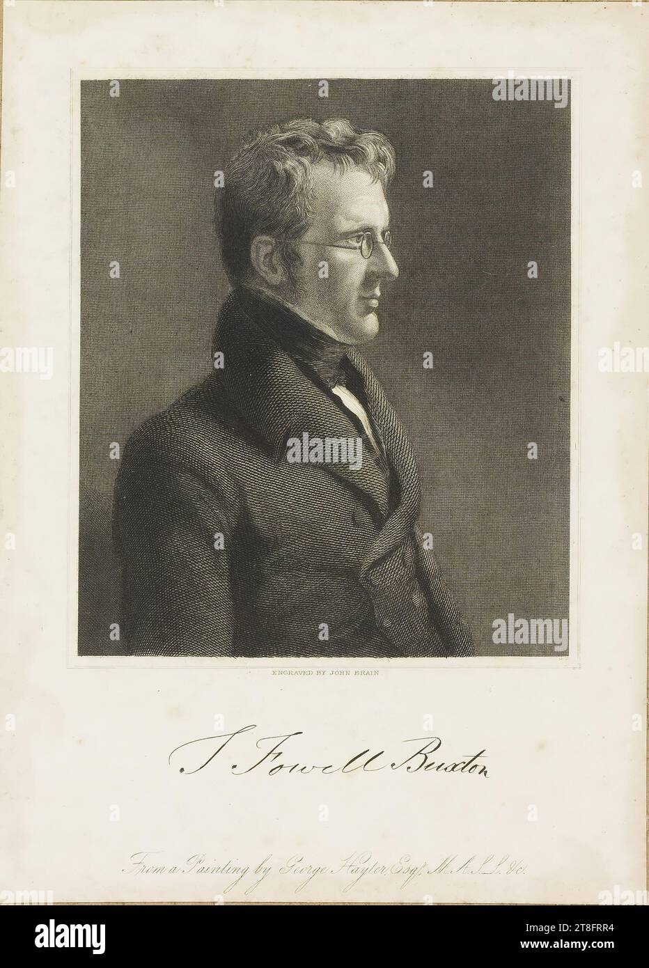 ENGRAVED BY JOHN BRAIN. T Fowell Buxton signature. From a painting by ...