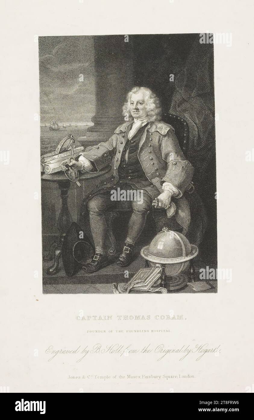 CAPTAIN THOMAS CORAM, FOUNDER OF THE FOUNDLING HOSPITAL. Engraved by B ...