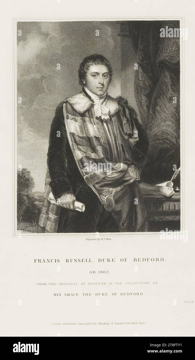 Engraved by W.T. Mote. FRANCIS RUSSELL, DUKE OF BEDFORD, OB. 1802. FROM ...