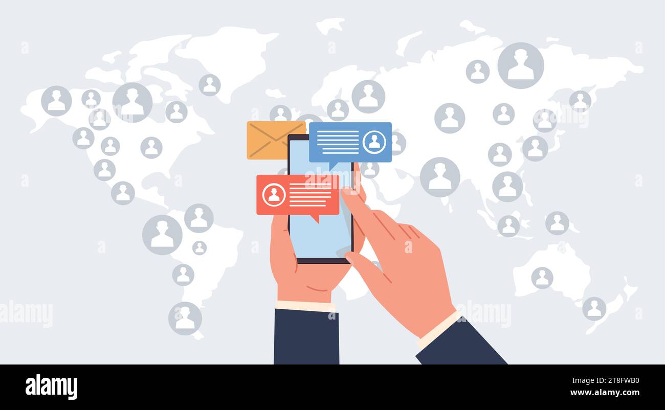 International mobile Internet connection around world. Hand hold ...