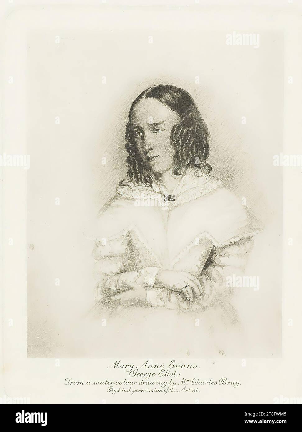 Mary Anne Evans., (George Eliot). From a watercolour drawing by Mrs ...