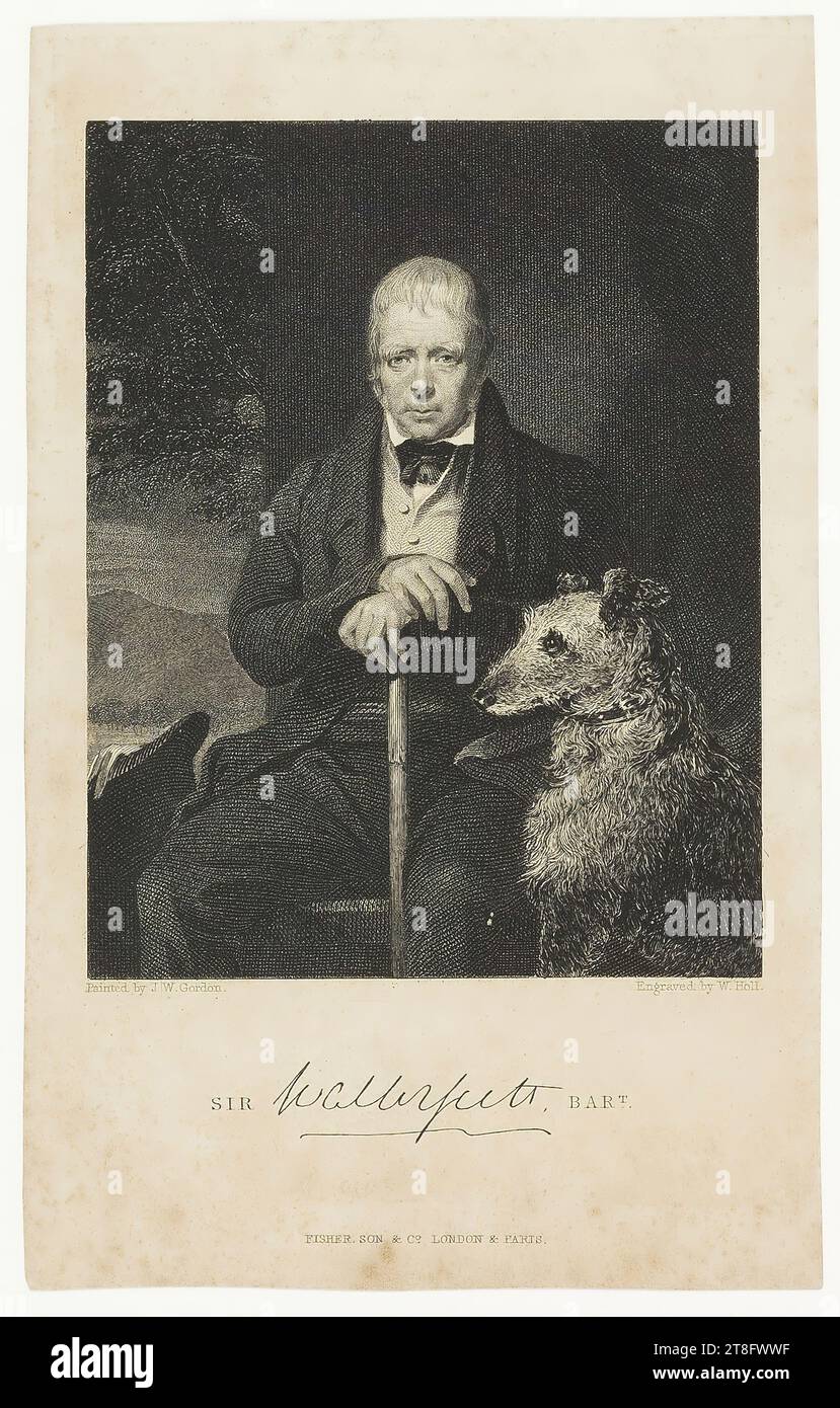 Painted by J.W. Gordon. Engraved by W. Holl. SIR Walter Scott BAR.T ...