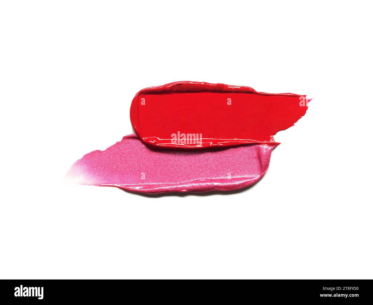 Red pink lipstick composition, texture isolated on white background ...