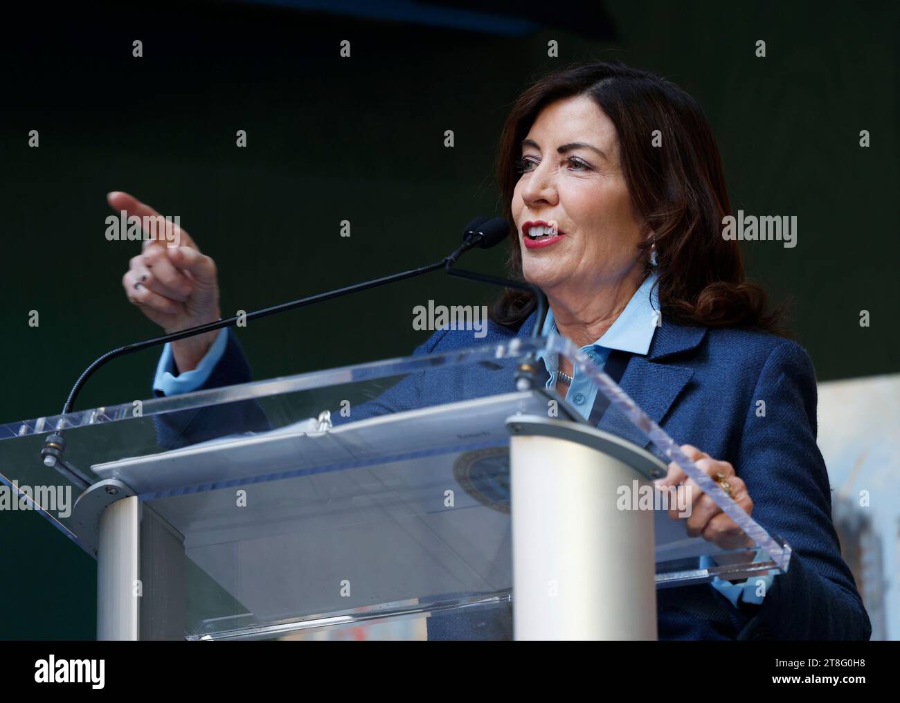 New York, United States. 20th Nov, 2023. New York Governor Kathy Hochul ...