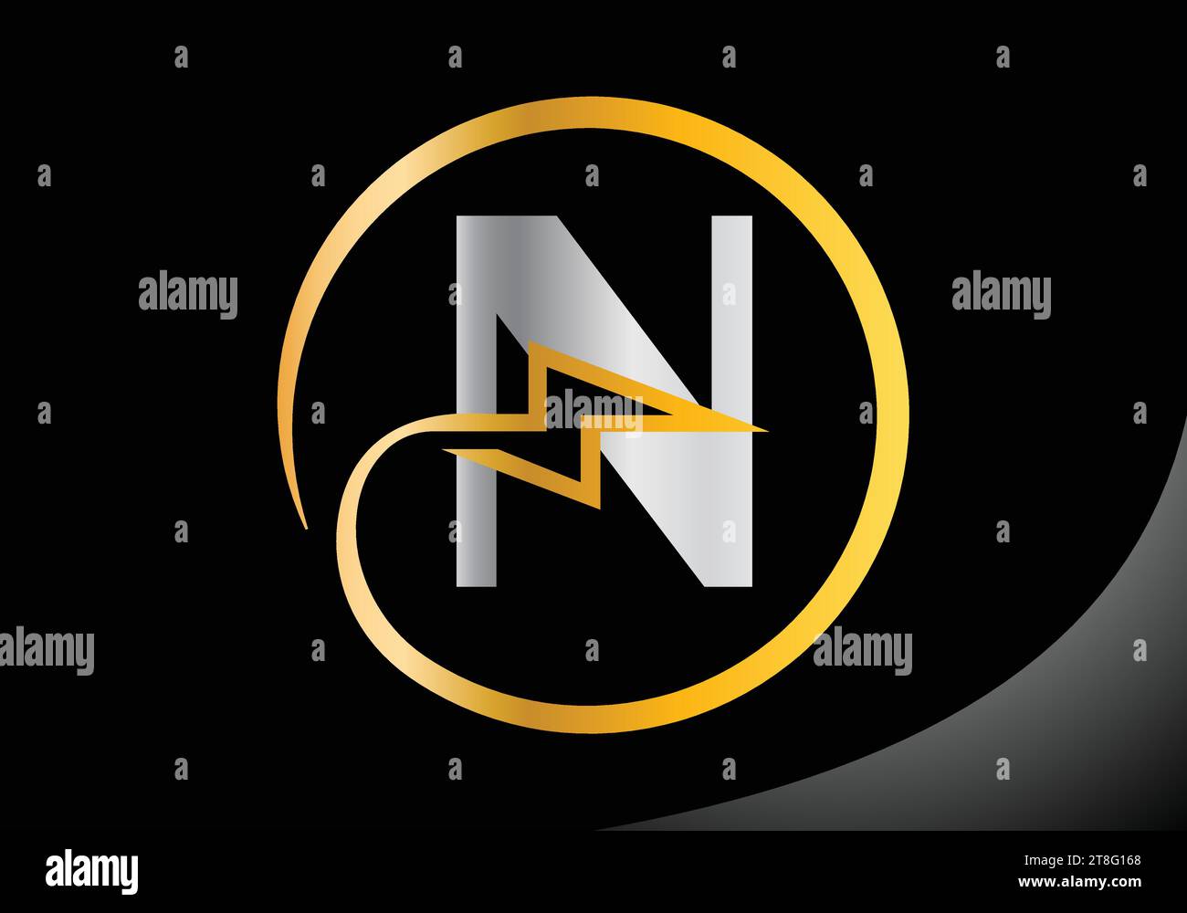 Letter N with lighting thunder bolt Logo Design Vector Template Stock ...