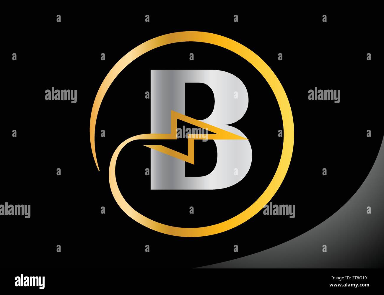 Letter B with lighting thunder bolt Logo Design Vector Template Stock ...