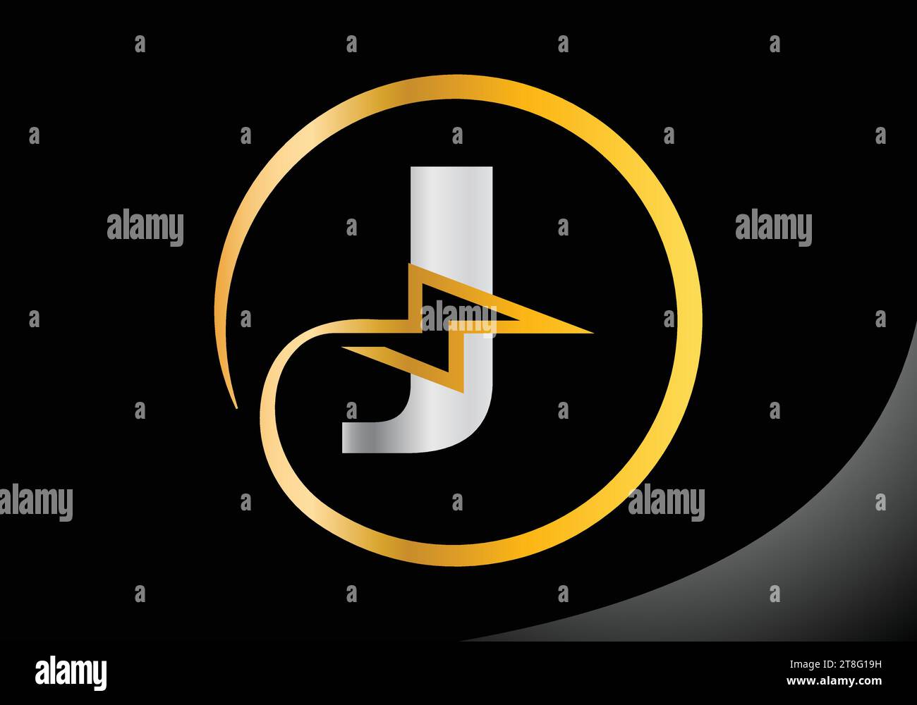 Letter J with lighting thunder bolt Logo Design Vector Template Stock ...