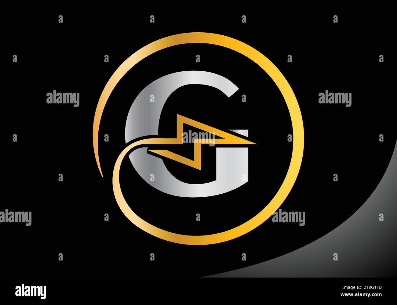 Letter G with lighting thunder bolt Logo Design Vector Template Stock ...