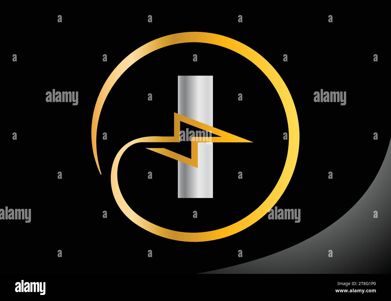 Letter I with lighting thunder bolt Logo Design Vector Template Stock ...