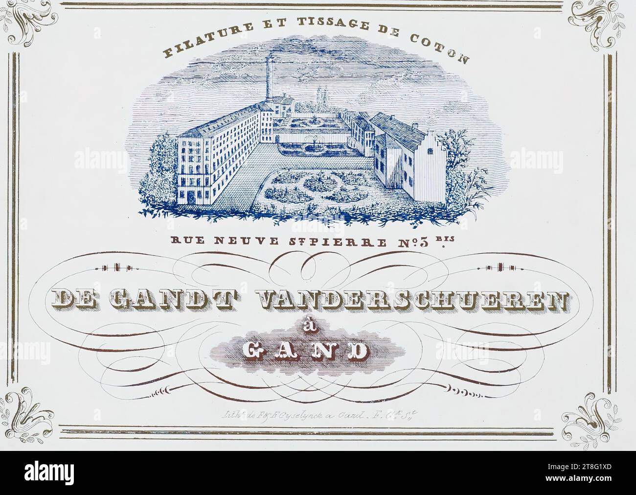 Advertising printing. Business card. FILATURE AND TISSAGE OF COTTON ...