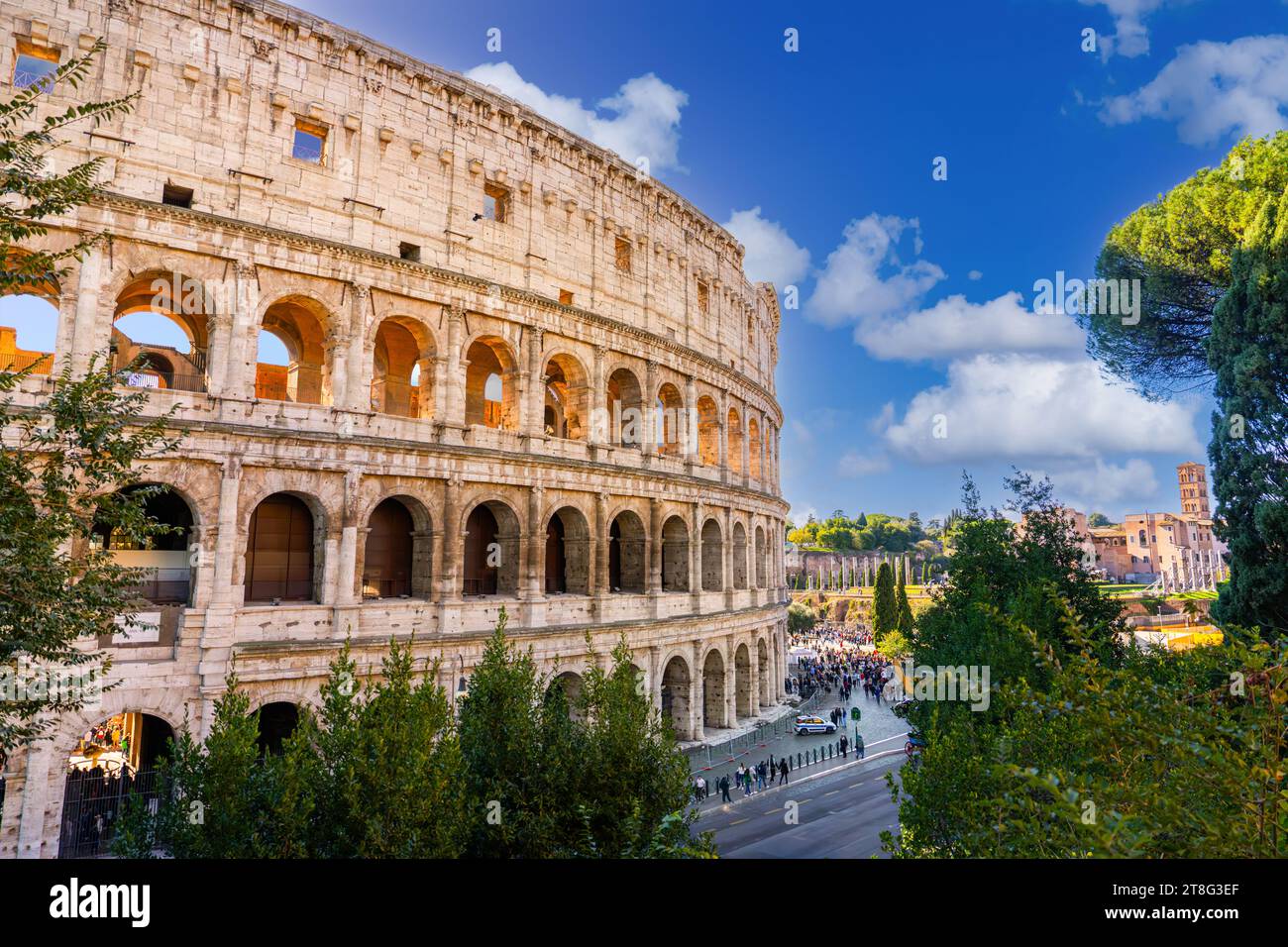 Rome, Italy, 8 november 2023 - Side view of the famous Roman Colosseum ...