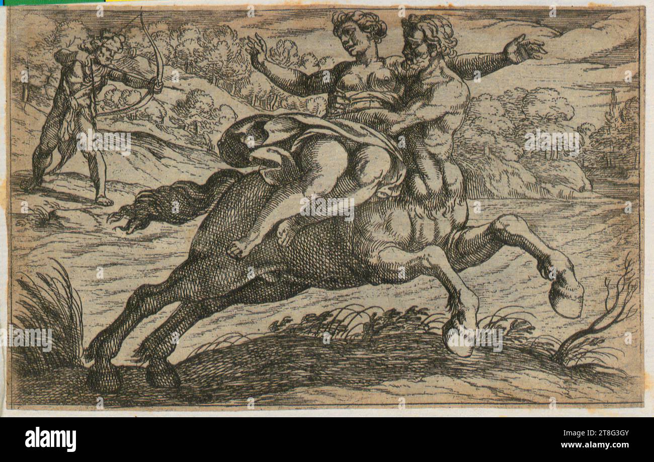 Antonio Tempesta (1555 - 1630), artist Nicolas van Aelst (1526 - 1613), editor, Hercules shoots ...