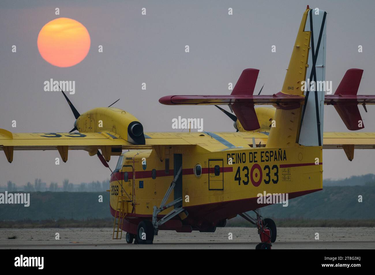 A Bombardier CL-215T/415 airplane used to extinguish forest fires is ...