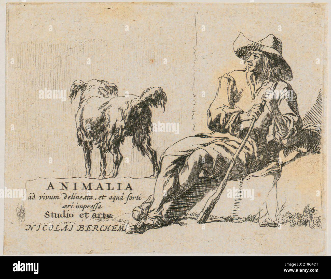 Nicolaes Berchem (1620 um - 1683), artist, donkey with sheep and goat ...