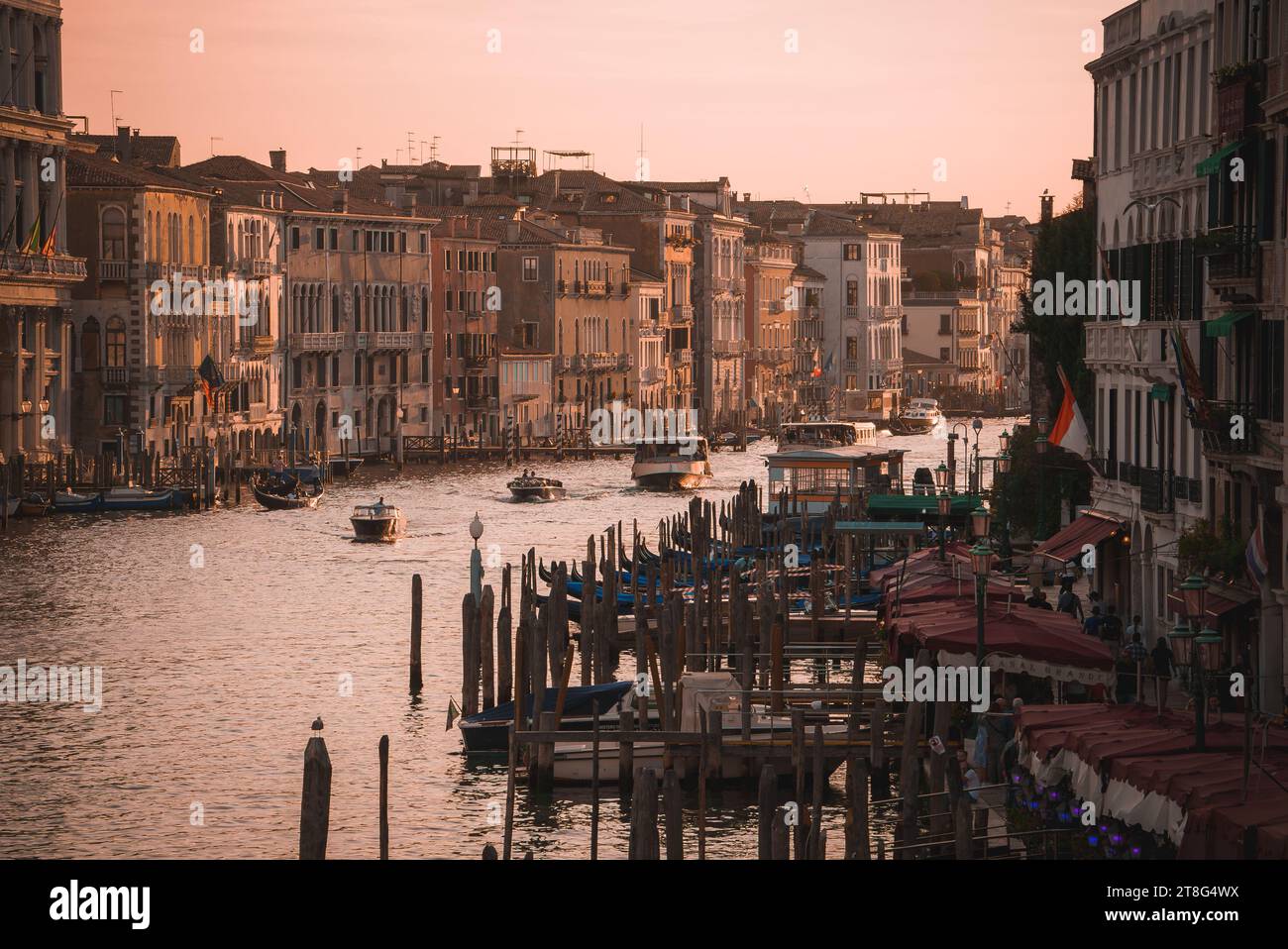 Stunning Sunset View of Grand Canal, Venice, Italy with Historic ...
