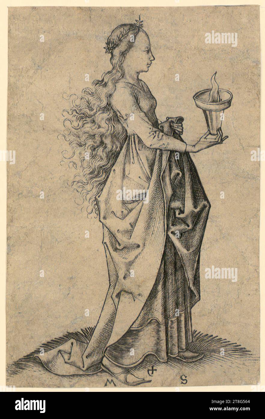 Martin Schongauer (1450 um - 1491), artist, Fifth wise virgin, sheet 5 ...