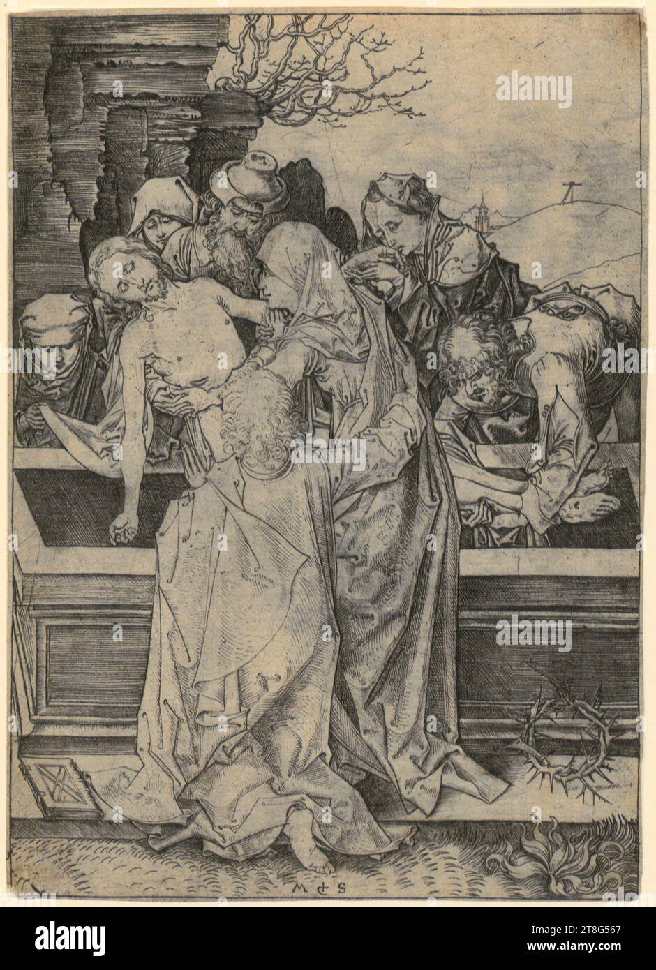 Martin Schongauer (1450 um - 1491), artist, Entombment of Christ, sheet ...