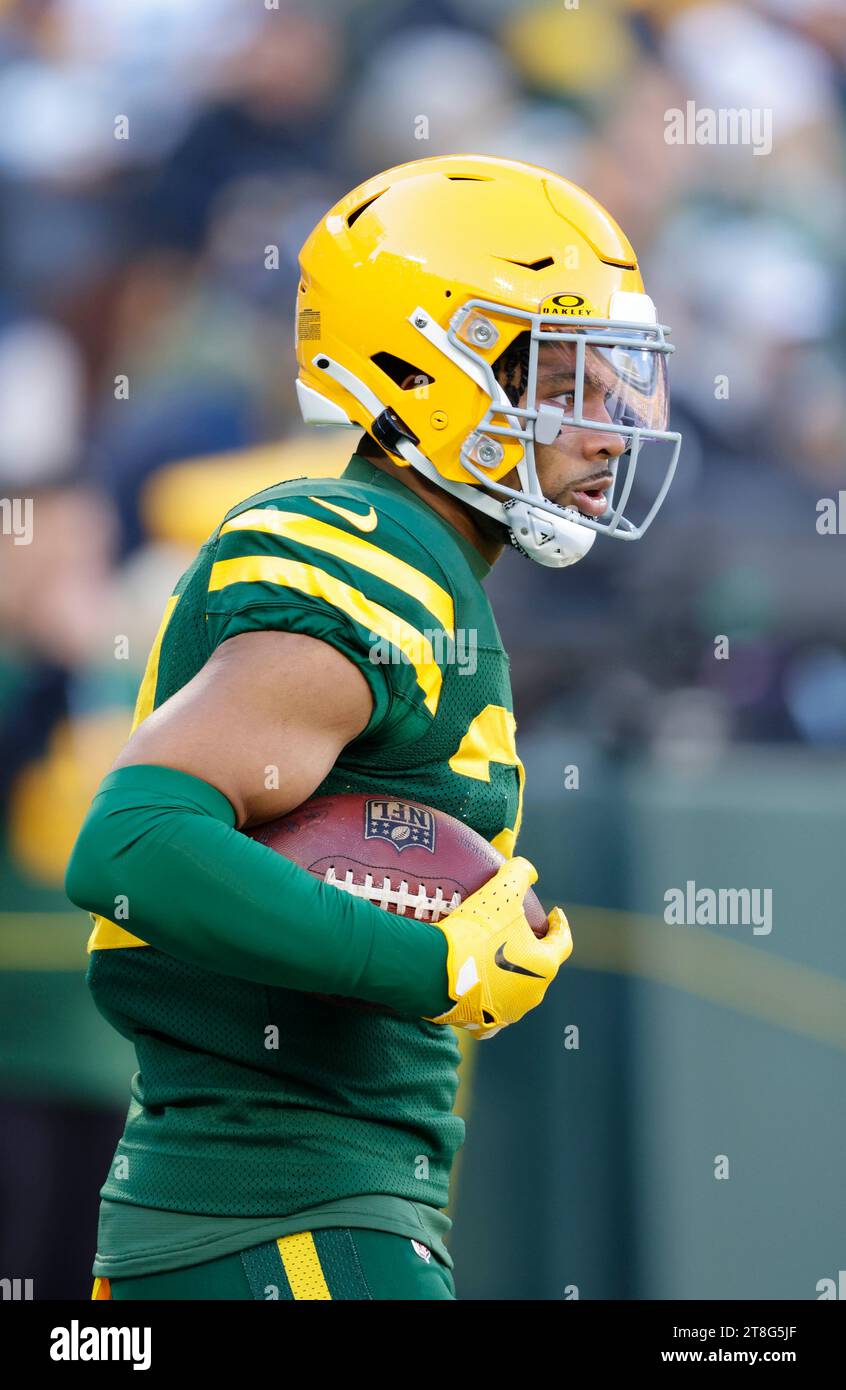 Green Bay Packers safety Jonathan Owens (34) on the field before an NFL ...